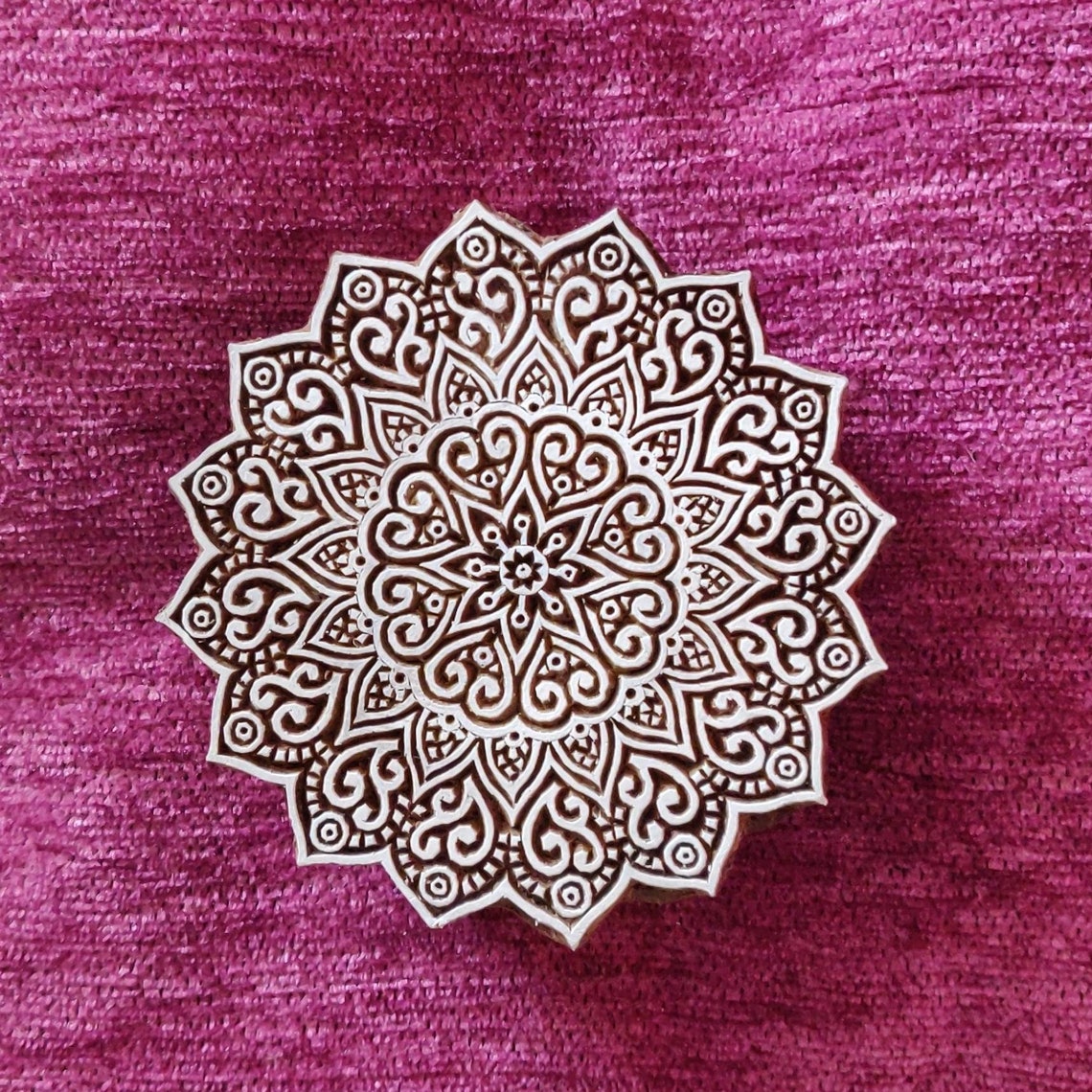 Mandala hand carved wooden stamp henna stamp fabric stamp | Etsy