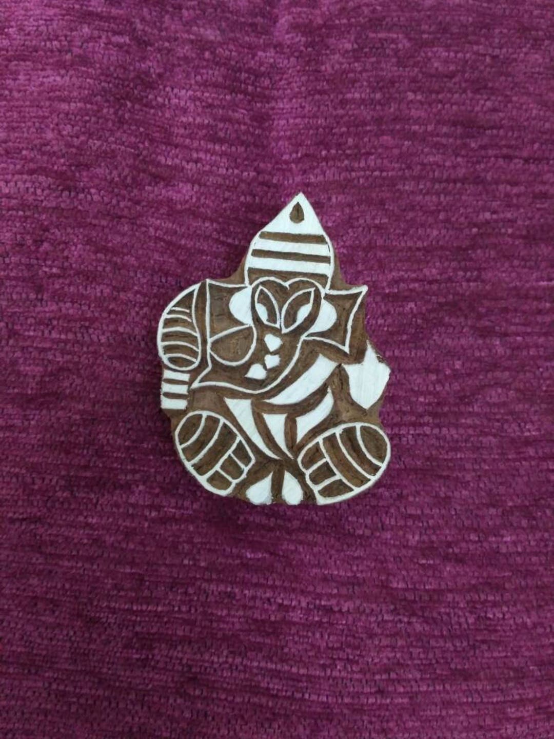 Hand Carved Lord Ganesha Wood Stamp: Indian Textile Printing Block - Etsy