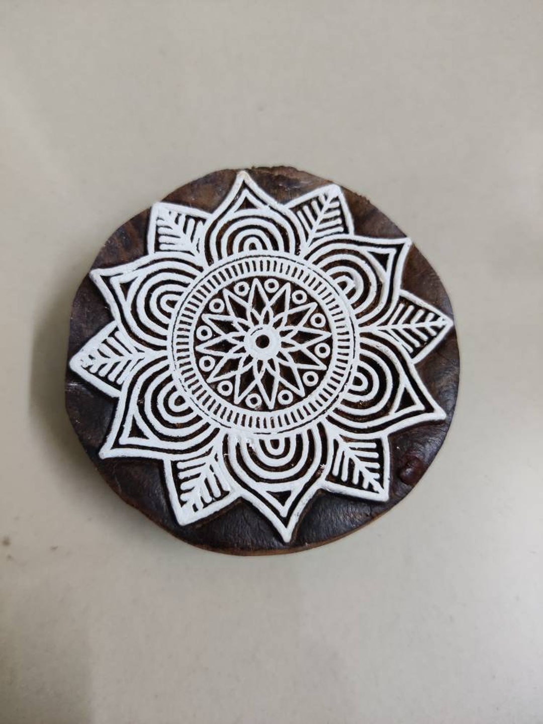 Mandala Hand Carved Wooden Stamp, Henna Stamp, Fabric Stamp, Hand ...