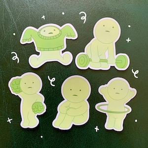 Little Green Dudes Stickers -fan Art, Aesthetic Green Dudes Sticker ...