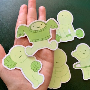 Little Green Dudes Stickers -fan Art, Aesthetic Green Dudes Sticker ...