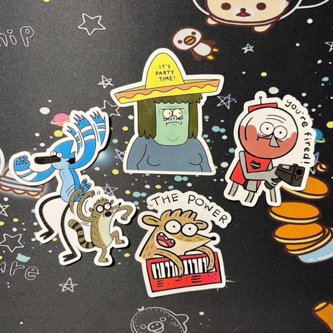 Regular Characters Cartoon -fan Art, Aesthetic Regular Cartoon Sticker ...