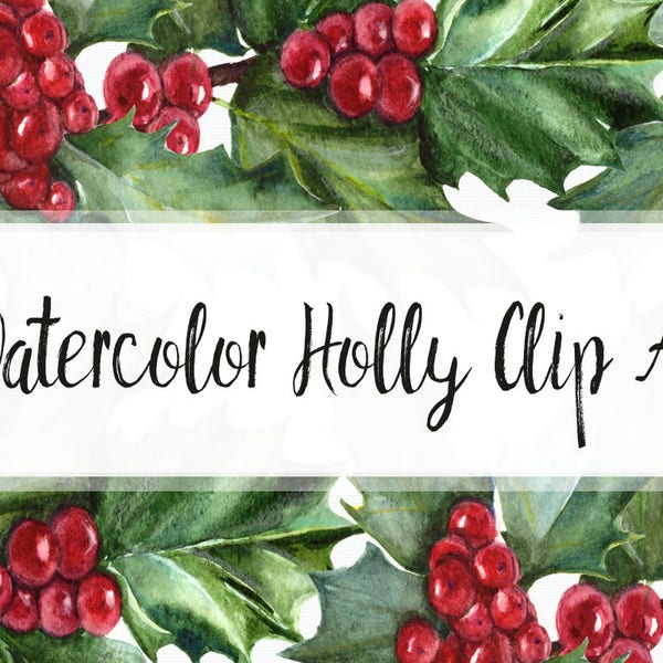 Holly Watercolor - Etsy