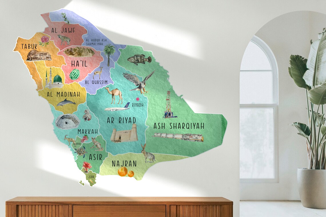 Watercolor Saudi Arabia Tourist Map - Etsy Australia