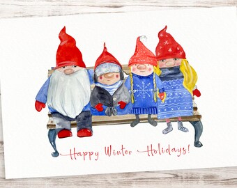 Gnome Family Watercolor Clip Art Set | Etsy