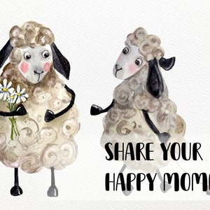 Watercolor Back to School Sheep - Etsy