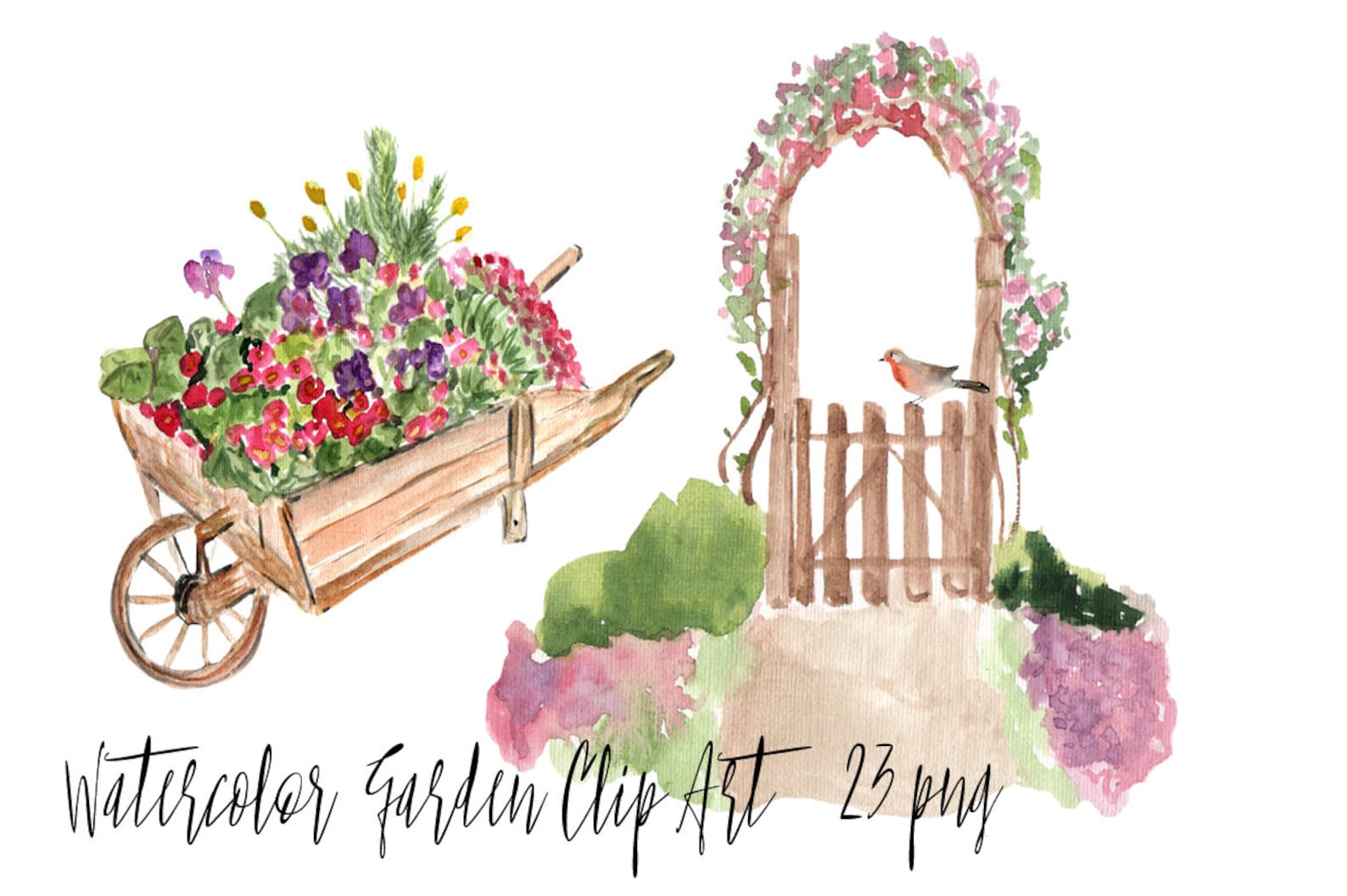 23 Watercolor Garden Clip Art Set | Etsy
