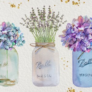 Floral Mason Jars Watercolor Set - Etsy