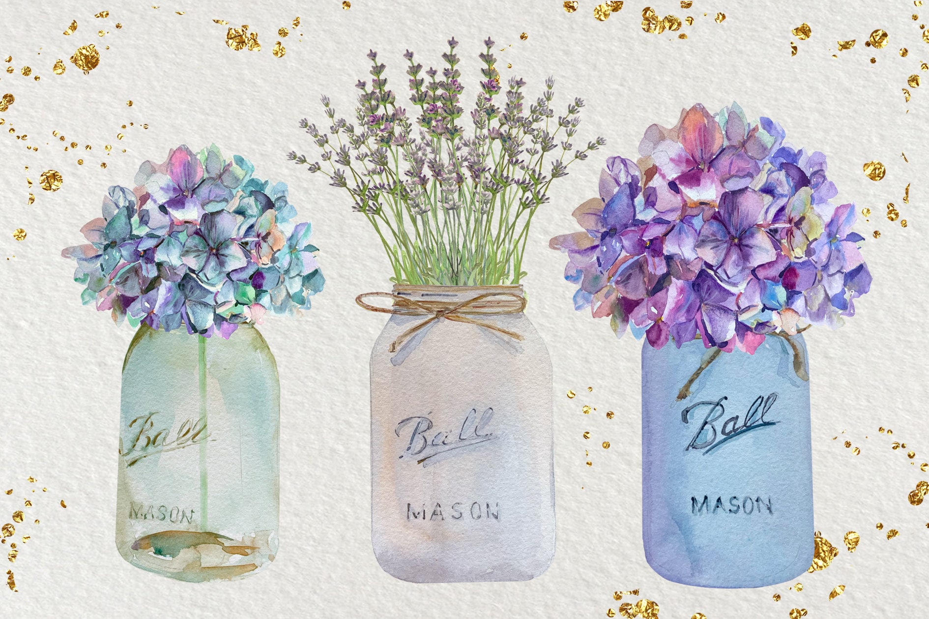 Floral Mason Jars Watercolor Set - Etsy