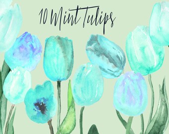 10 Watercolor Tulips Clip Art clipart | Etsy