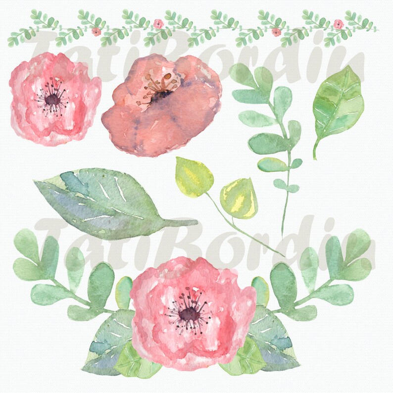 Watercolor Pastel Floral Clip Art | Etsy