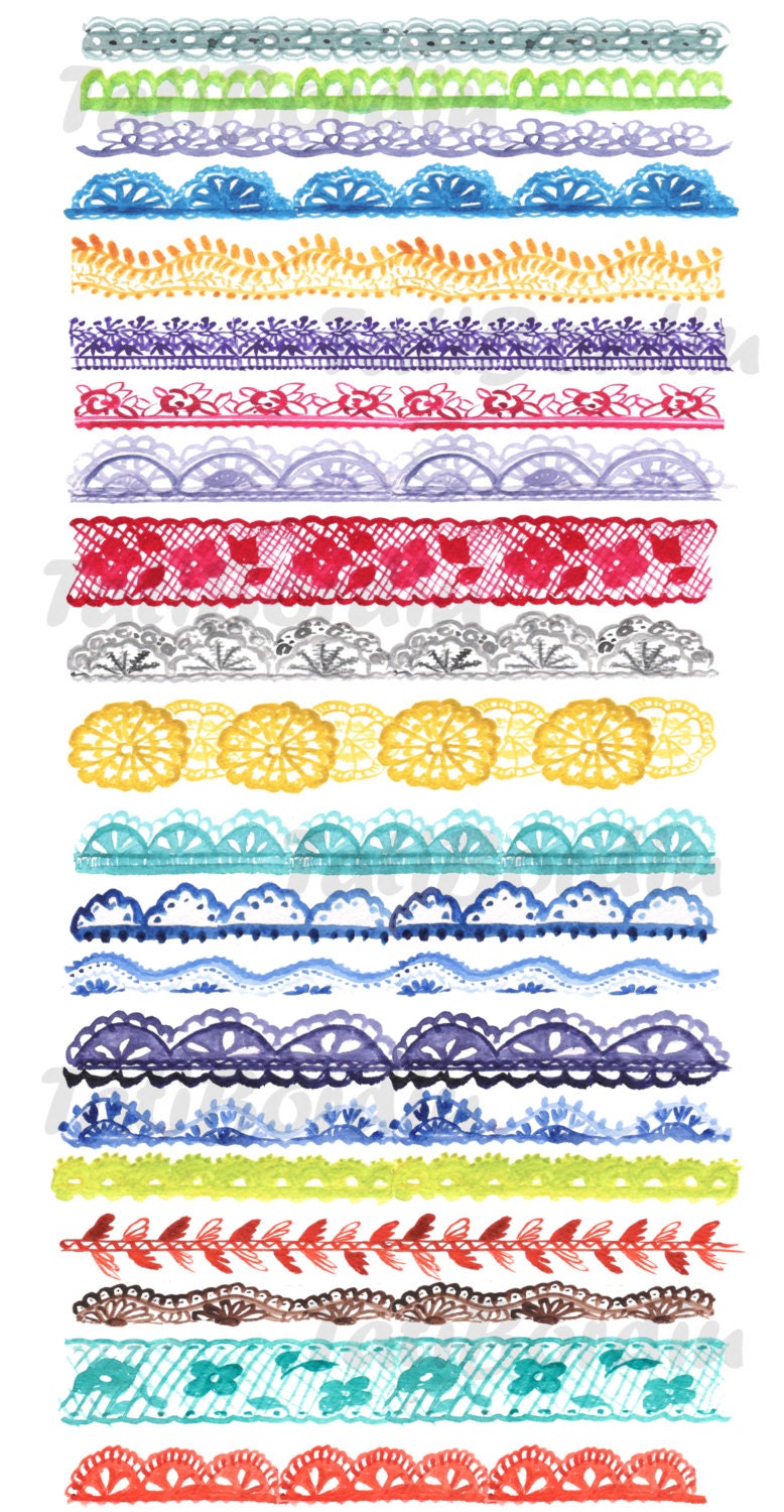 Lace Watercolor Borders Clip Art clipart - Etsy
