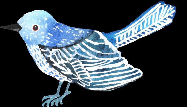 Watercolor Blue Birds Clip Art Printable Nursery Decor - Etsy