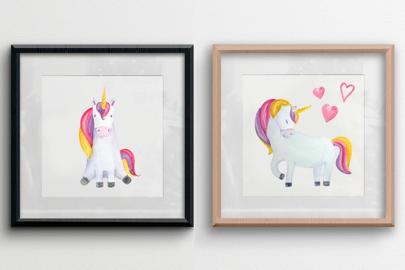 Baby Unicorns Watercolor Clip Art Set - Etsy