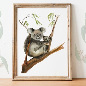 Mother and Baby Koalas Watercolor Print and Clip Art - Etsy