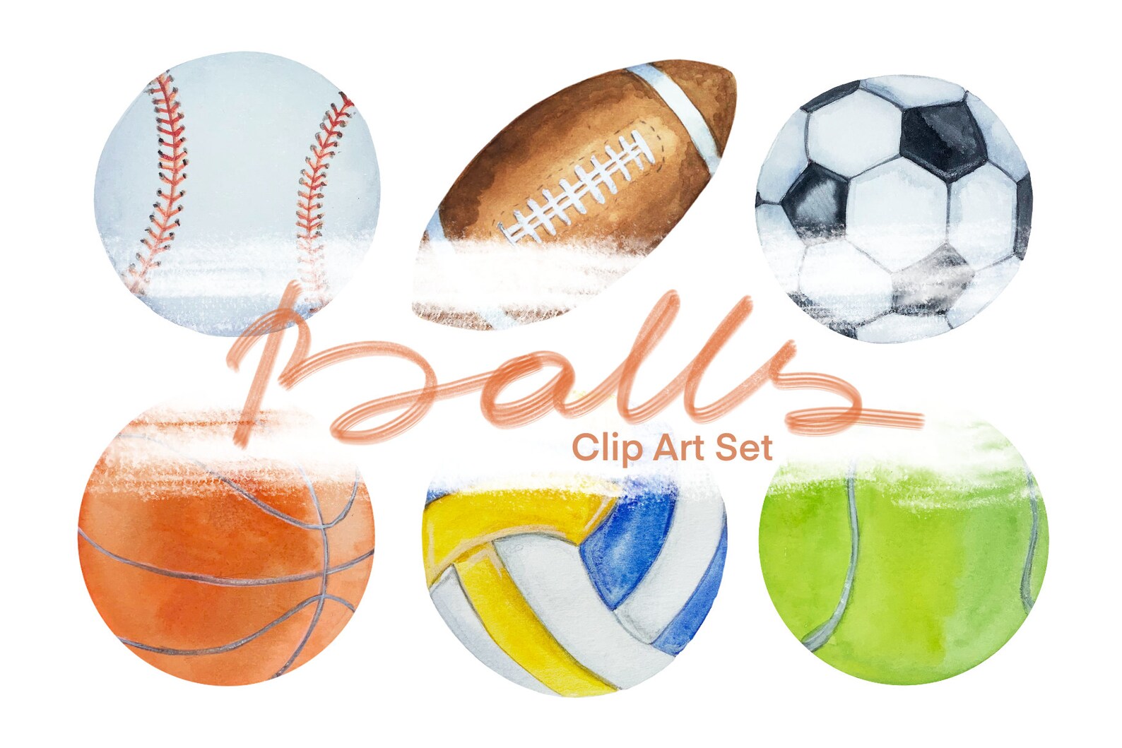 Watercolor Balls Clip Art Set - Etsy