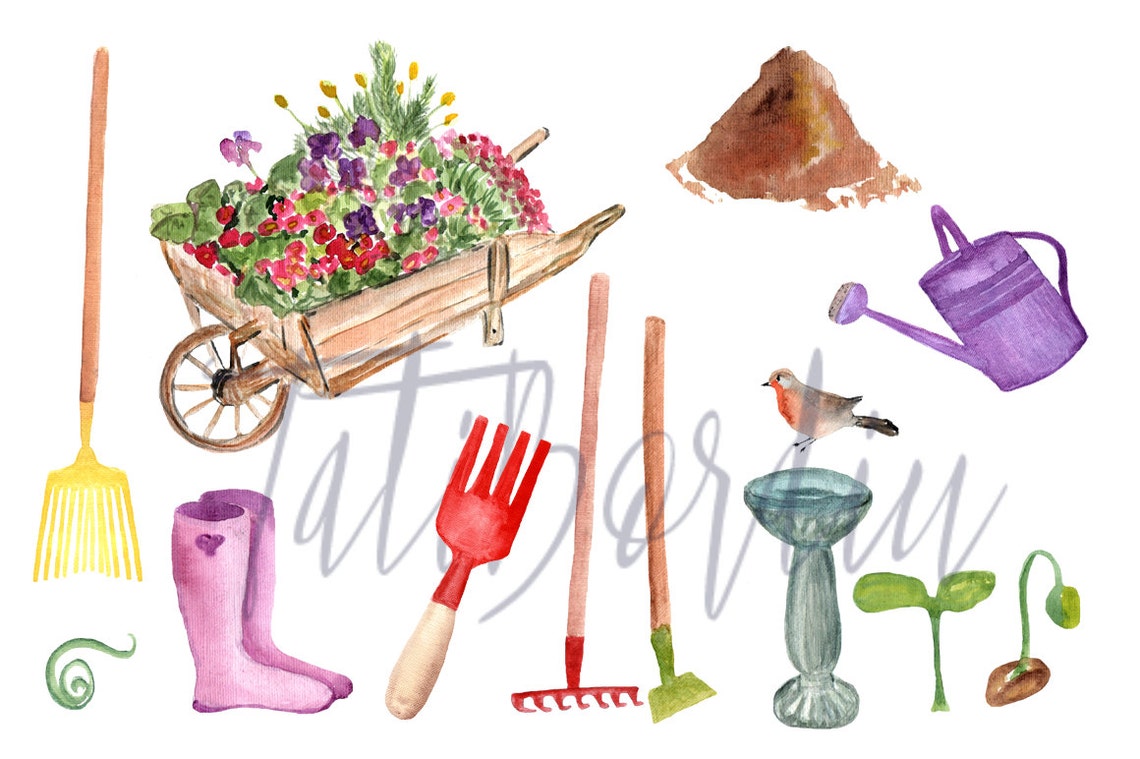 23 Watercolor Garden Clip Art Set | Etsy