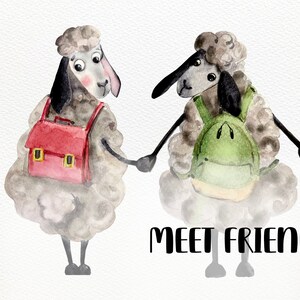 Watercolor Back to School Sheep - Etsy