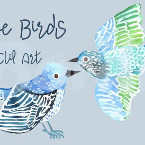 Watercolor Blue Birds Clip Art Printable Nursery Decor | Etsy