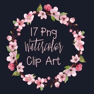 17 Watercolor Cherry Blossom Clip Art Wreath Border - Etsy