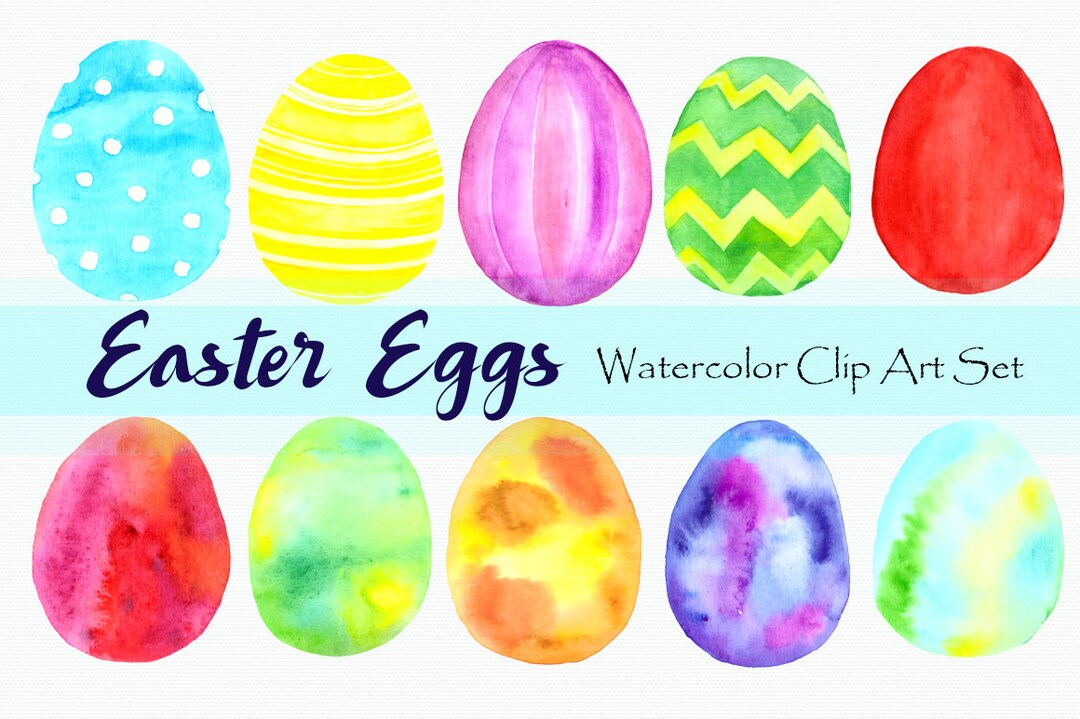 Watercolor Easter Eggs Clip Art Set - Etsy