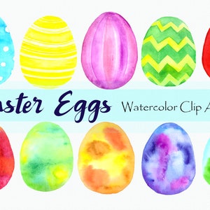 Watercolor Easter Eggs Clip Art Set | Etsy