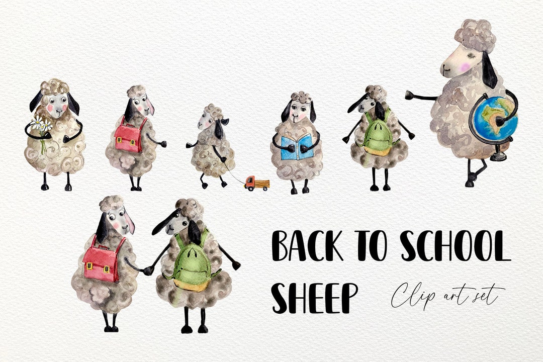 Watercolor Back to School Sheep - Etsy