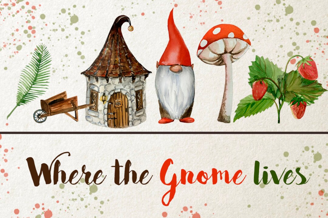 Watercolor Gnome Clip Art Set - Etsy