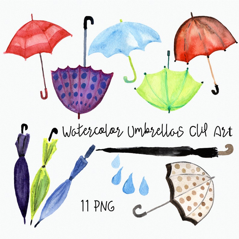 Watercolor Umbrellas Clip Art - Etsy