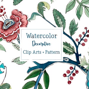 Watercolor Decorative Clip Art Set Pattern - Etsy