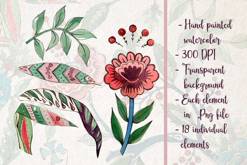Watercolor Decorative Clip Art Set Pattern - Etsy