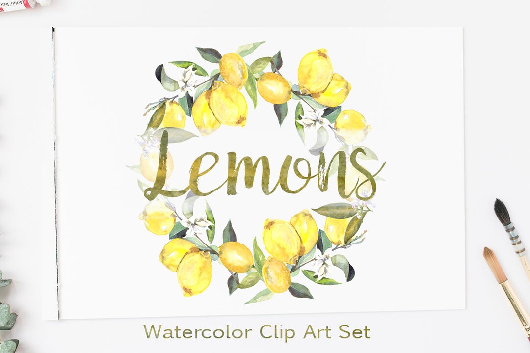 Watercolor Lemons Clip Art Set - Etsy