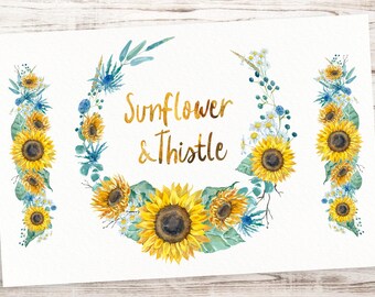 Watercolor Thistle and Cherry Clip Art Set | Etsy