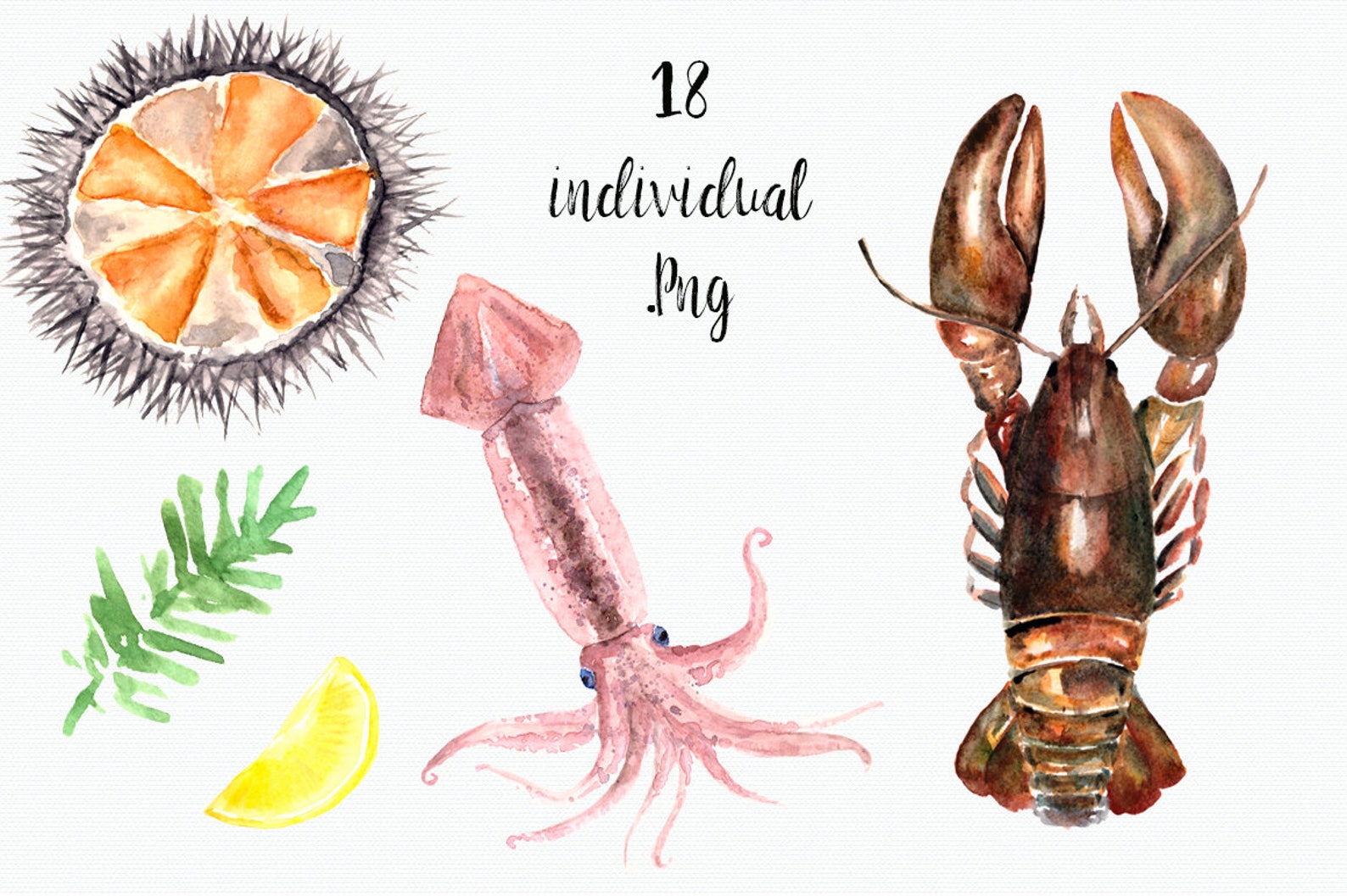 Watercolor Seafood Clip Art Set - Etsy