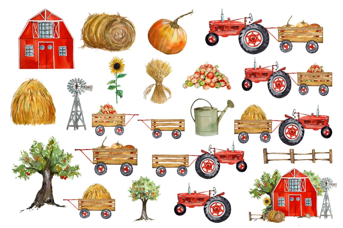 On the Farm Clip Art Set Vol.1 | Etsy