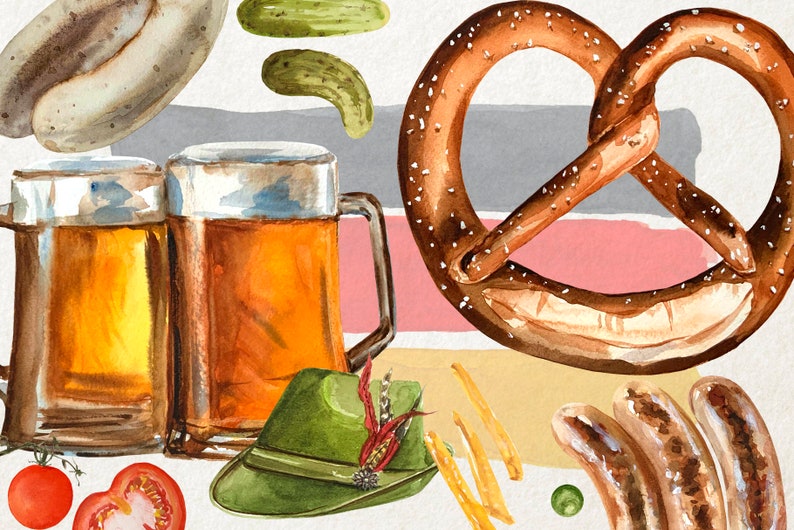 So German Watercolor Clip Art Set - Etsy