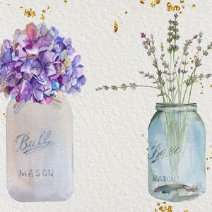 Floral Mason Jars Watercolor Set - Etsy