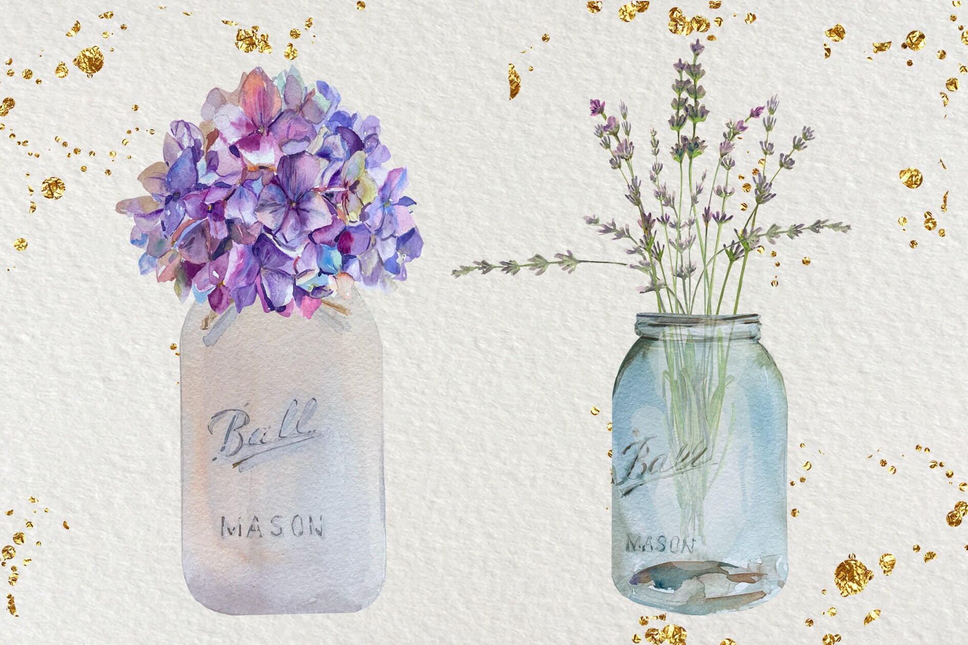 Floral Mason Jars Watercolor Set - Etsy