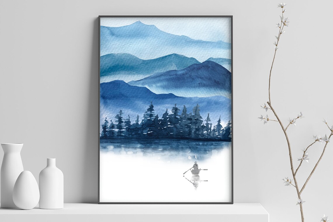 Blue Mountains Watercolor Clip Arts and Print - Etsy