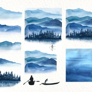 Blue Mountains Watercolor Clip Arts and Print - Etsy