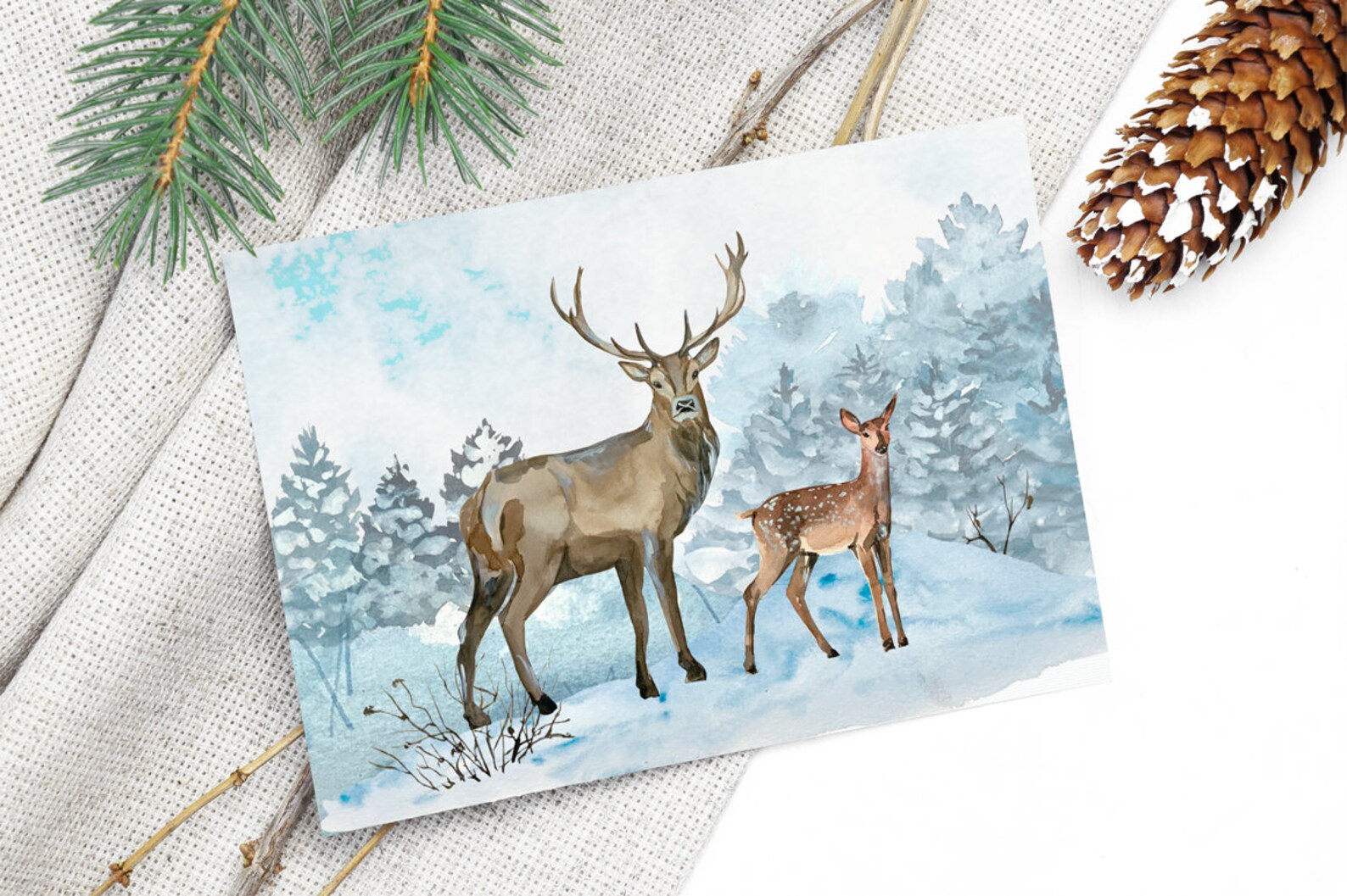 Watercolor Winter Woodland Clip Art Set | Etsy
