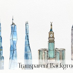 The Tallest Buildings Watercolor Set - Etsy