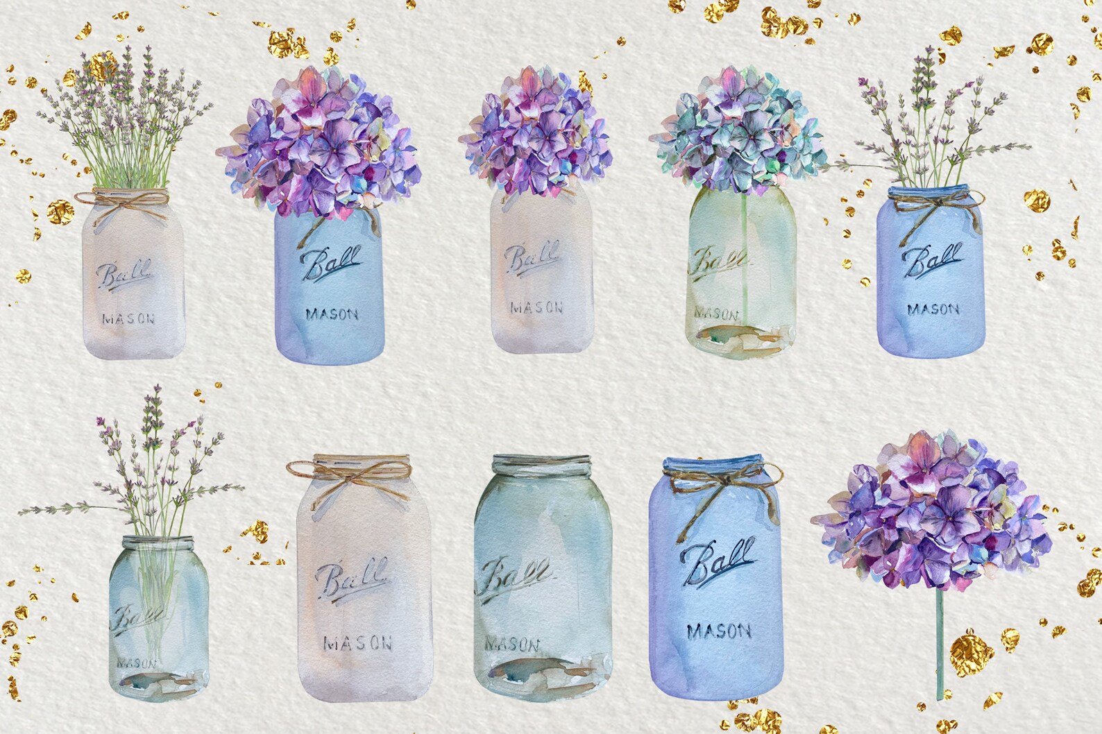 Floral Mason Jars Watercolor Set - Etsy