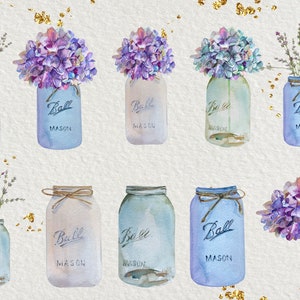 Floral Mason Jars Watercolor Set - Etsy