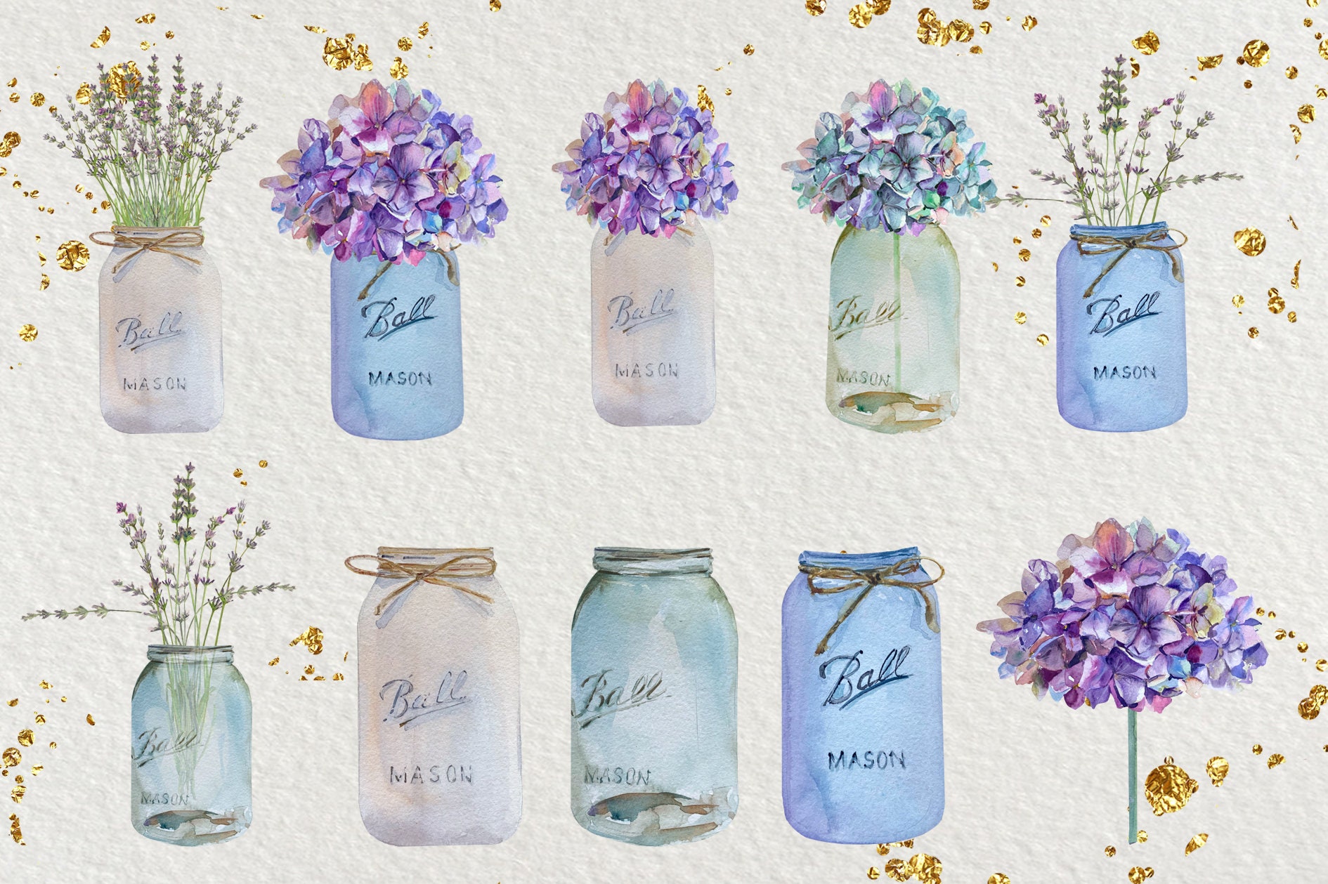 Floral Mason Jars Watercolor Set - Etsy
