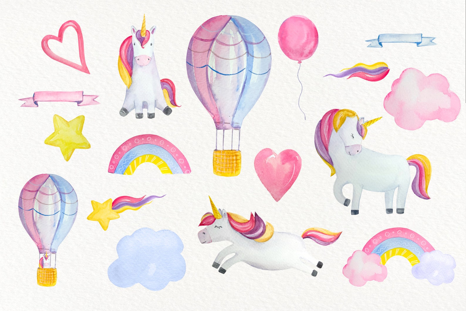 Baby Unicorns Watercolor Clip Art Set - Etsy