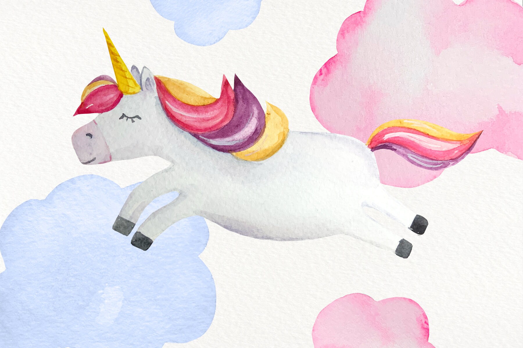 Baby Unicorns Watercolor Clip Art Set - Etsy