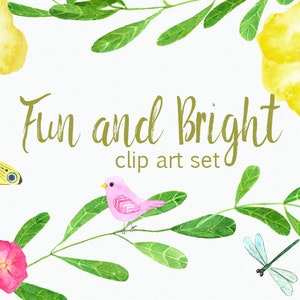 Fun and Bright Watercolor Clip Art Set - Etsy