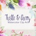 Watercolor Thistle and Cherry Clip Art Set | Etsy