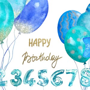 Watercolor Blue Balloons Clip Art Set - Etsy